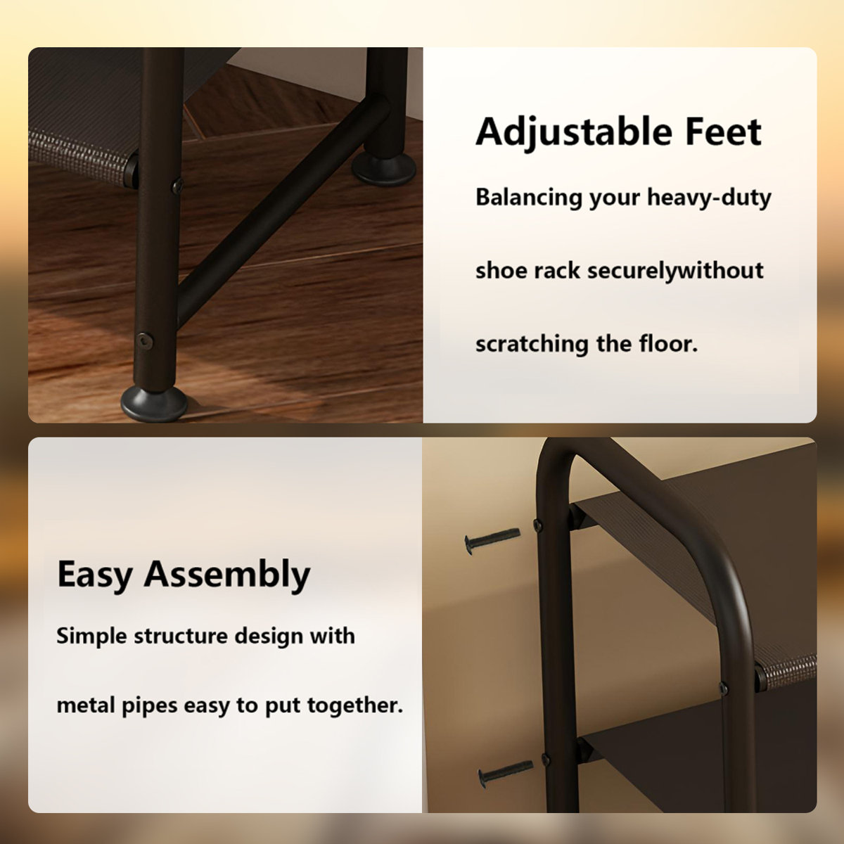 Rebrilliant 2-Layer Shoe Rack With Long Storage Shelf, Wardrobe ...