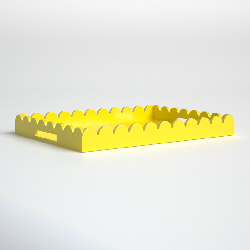 Birch Lane™ Hindley Hand-Crafted Rectangular Scalloped Wood Tray | Wayfair