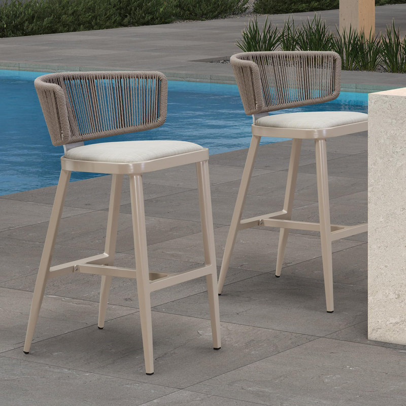 George Oliver Kharon Powder Coated Aluminum Outdoor 28.74'' Bar Stool ...