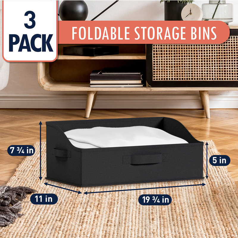 Ebern Designs 3 Pack Collapsible Trapezoid Storage Bins Box - Set of 3 ...