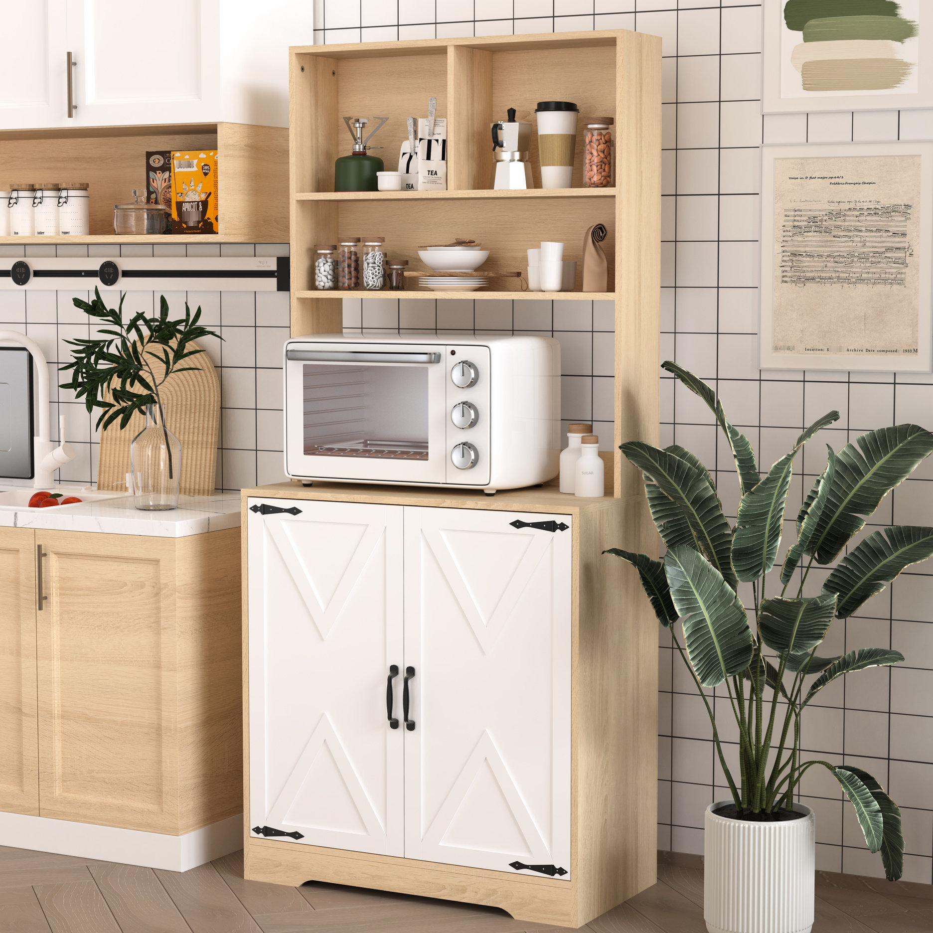 Ebern Designs 2-door Pantry Cabinet With 3 Shelves - Modern Kitchen ...