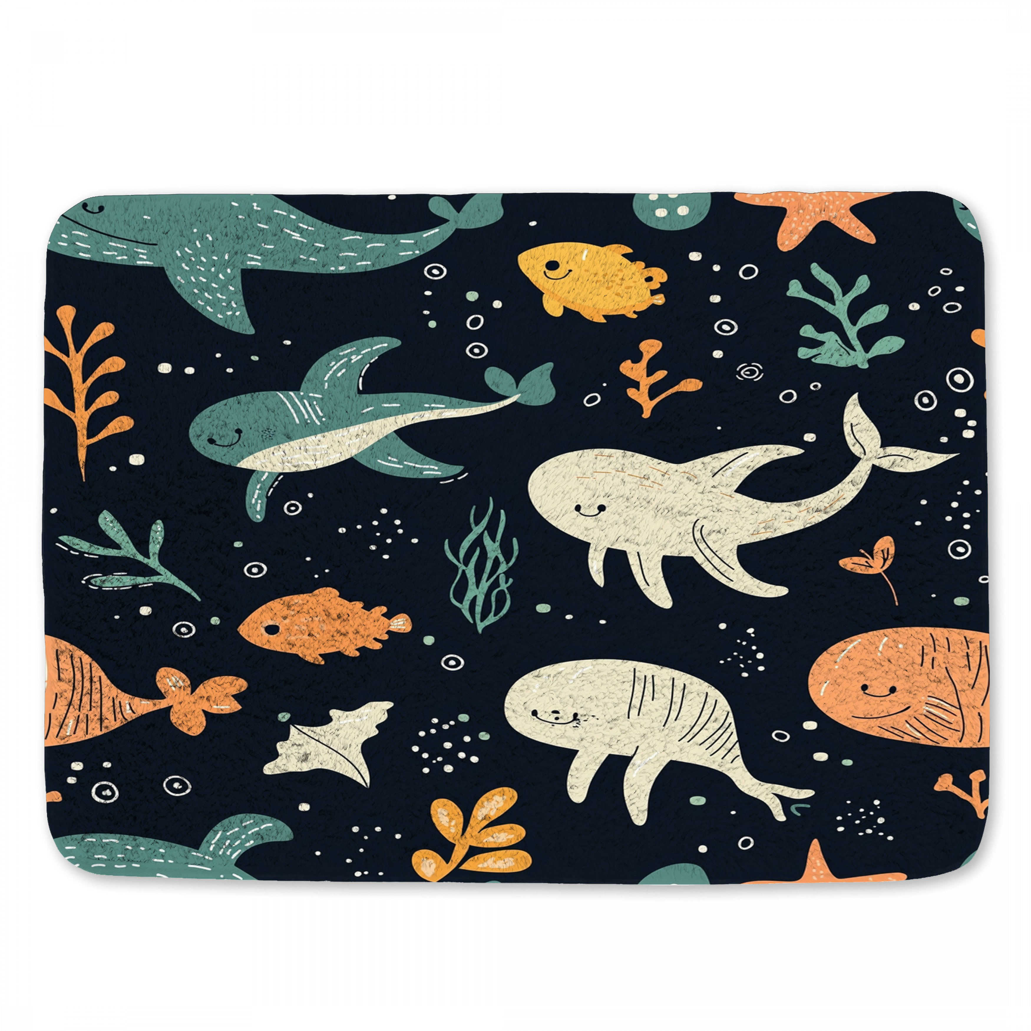 Breakwater Bay Sea Creatures Bath Mat Aquatic Bathroom Decor Nautical ...