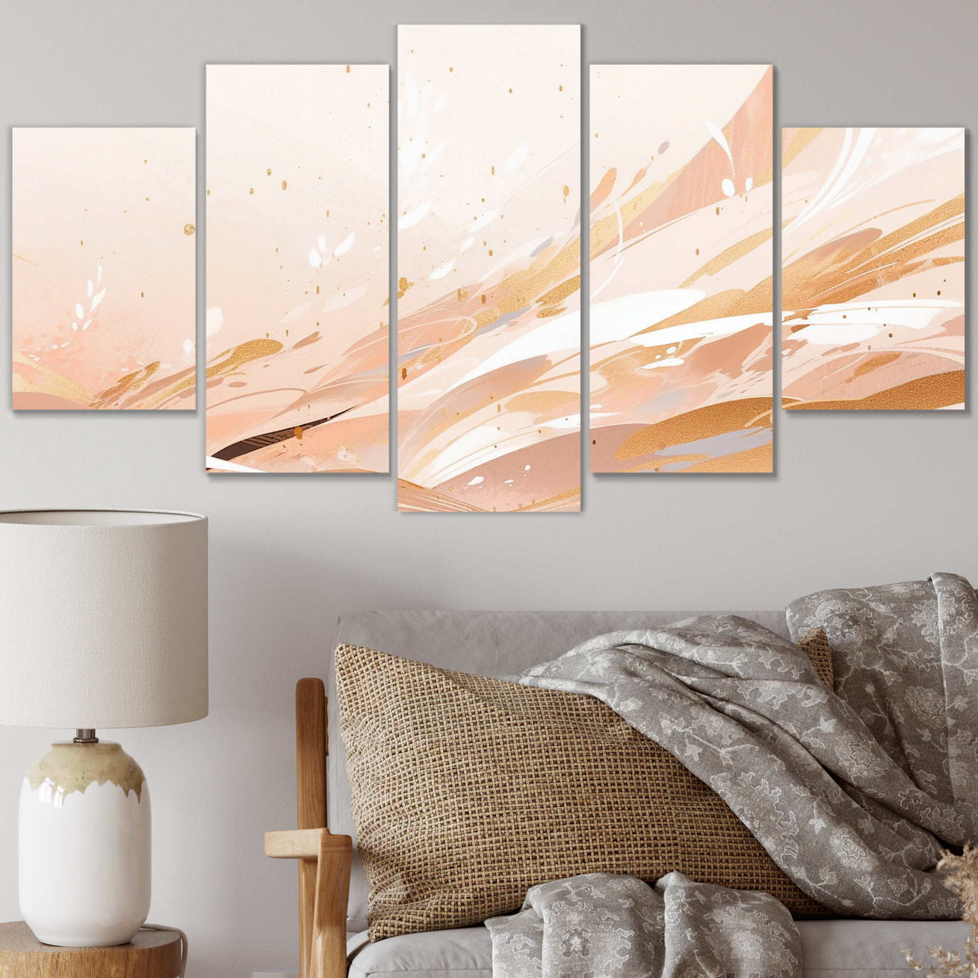 Wrought Studio™ Beige Symmetrical Abstract - Cubism Canvas Print - 5 ...