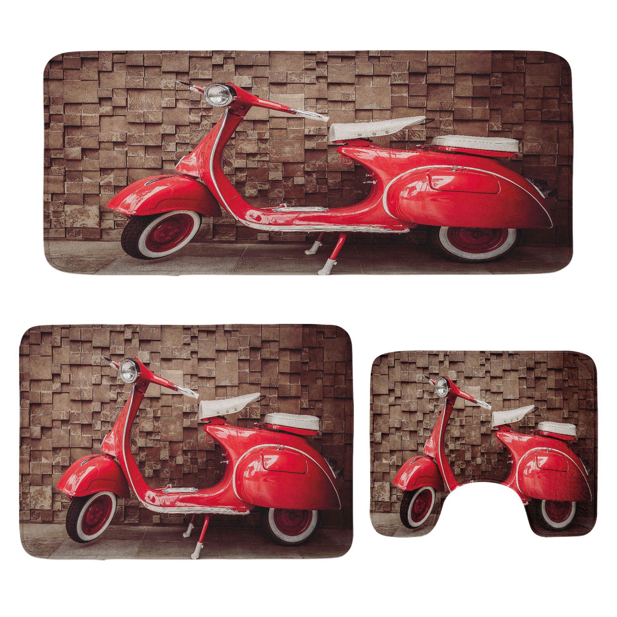 East Urban Home Vintage Bathroom Rug Set 3 Pieces U-Shape & Rectangle ...