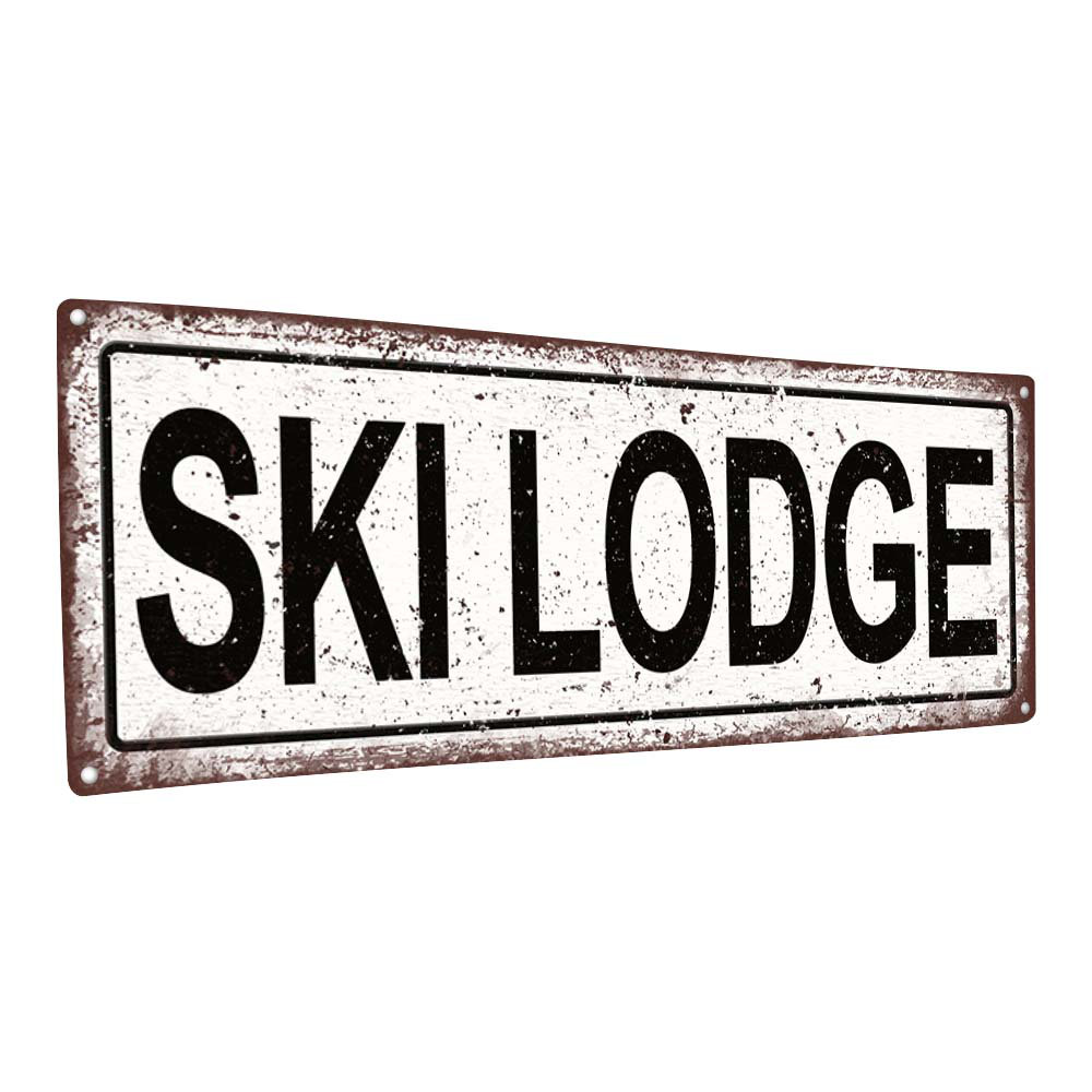 Gracie Oaks " Distressed, Ski Lodge Metal Sign " | Wayfair