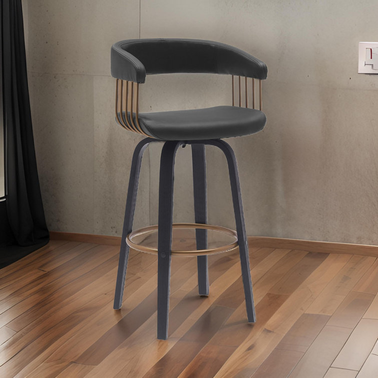 Latitude Run® Lynnon Swivel Counter or Bar Height Bar Stool in Faux ...