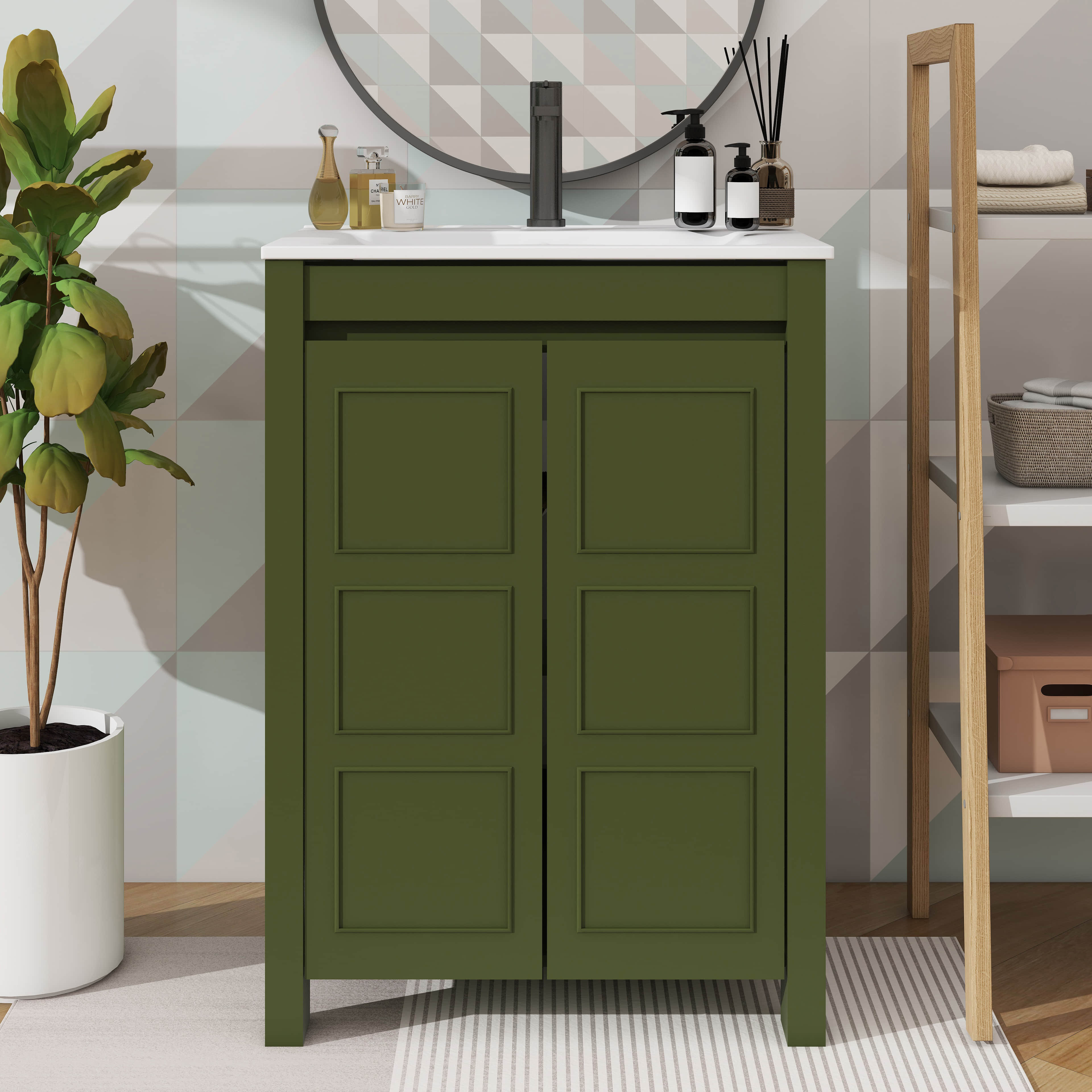 Latitude Run® Classic Charm Small Bathroom Vanity Set With Ceramic ...
