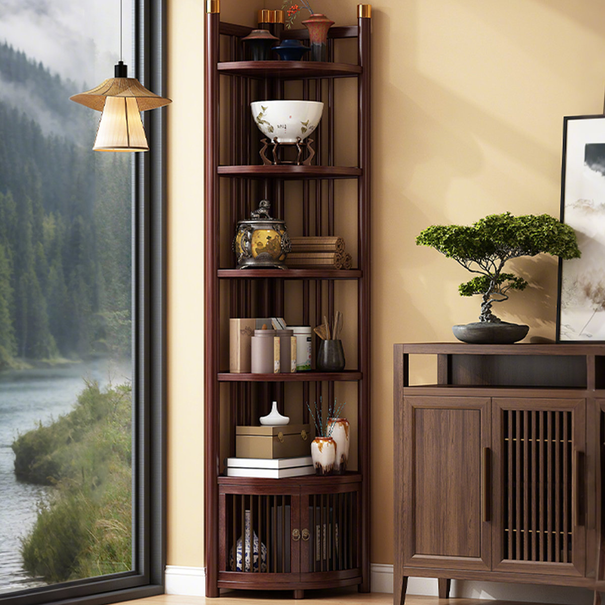 Wildon Home® Retro Style Multi-Level Corner Storage Cabinet - Wayfair ...