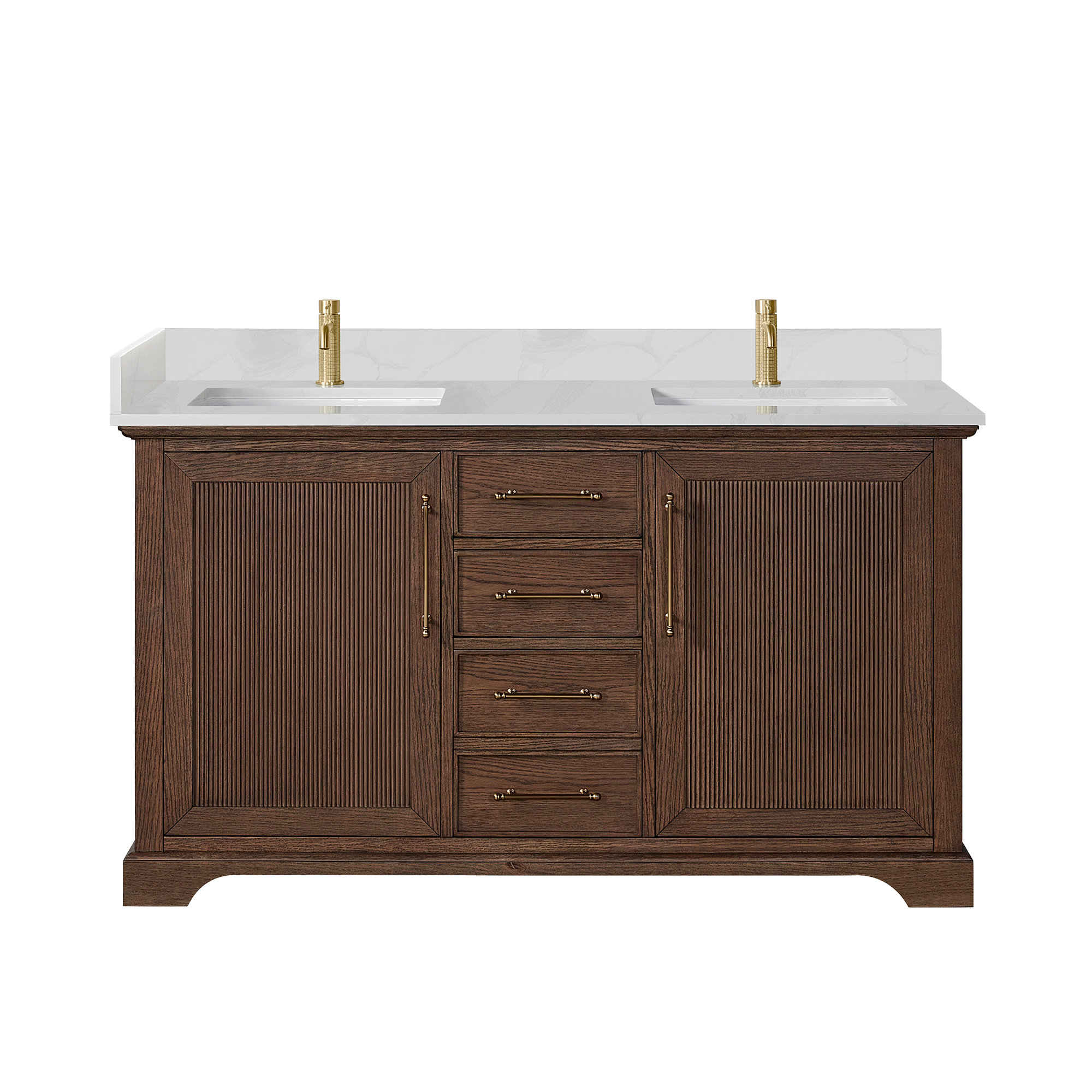 Charlton Home Delisma 60" Double Bath Vanity with Silk White Quartz ...