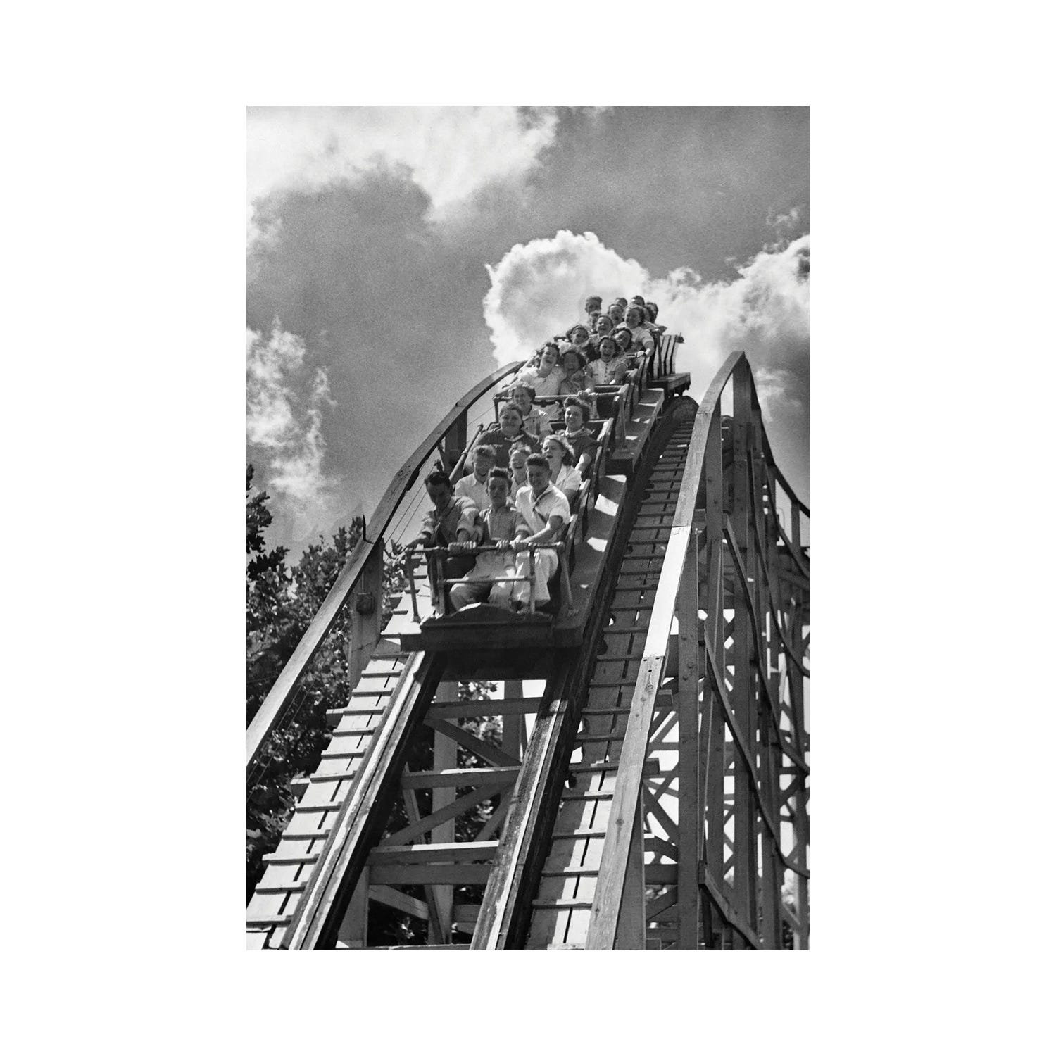 East Urban Home 1950S Group Of Teens On Roller Coaster Coming Over And ...