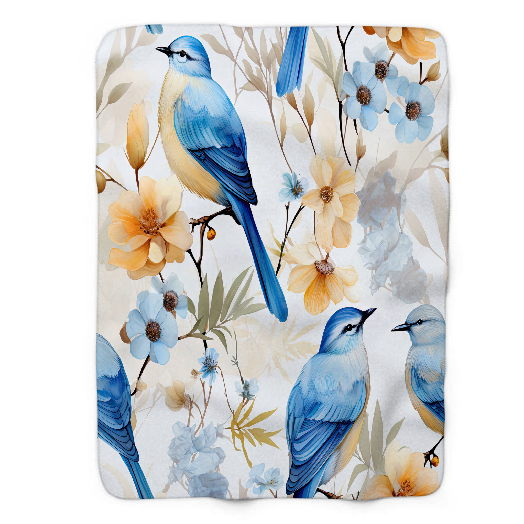 MentionedYou Blossom Bird Melody - 1 Piece Premium Sherpa Blank Throw ...