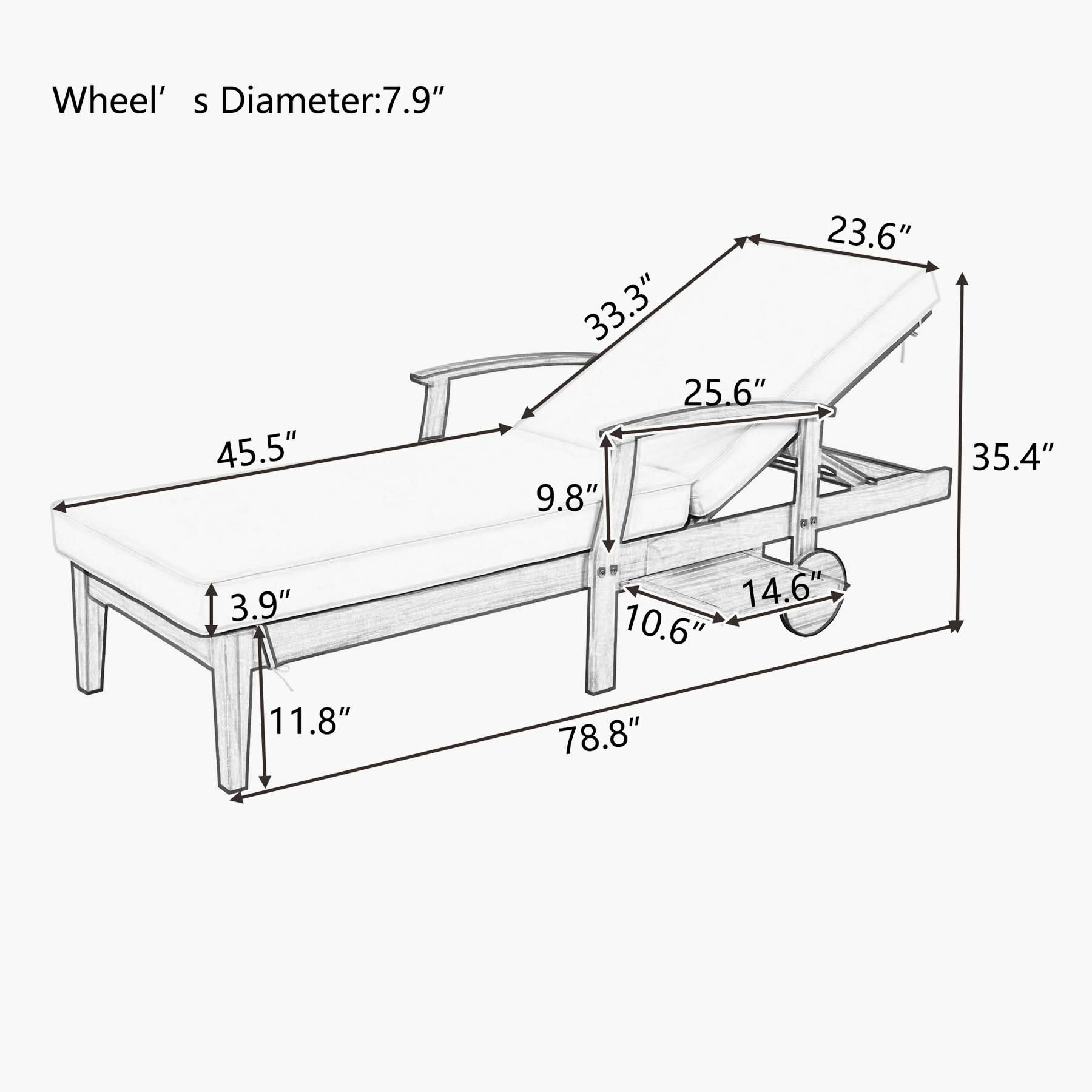 Latitude Run® Yolimar Outdoor Wood Chaise Lounge with Table | Wayfair