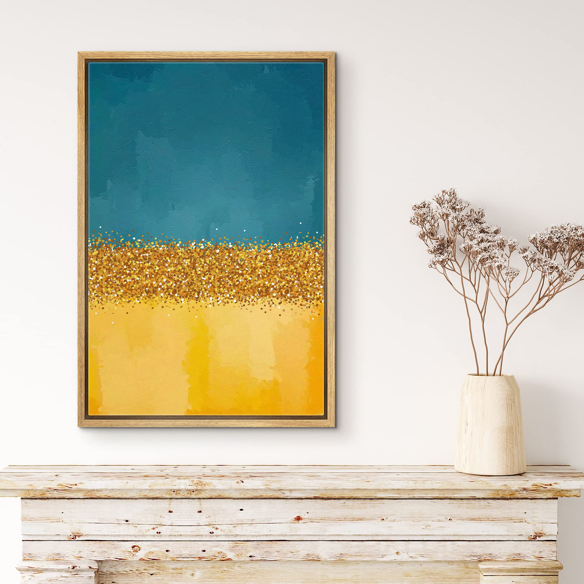 IDEA4WALL Minimal Landscape Teal Gold Yellow Color Block Gradient on ...
