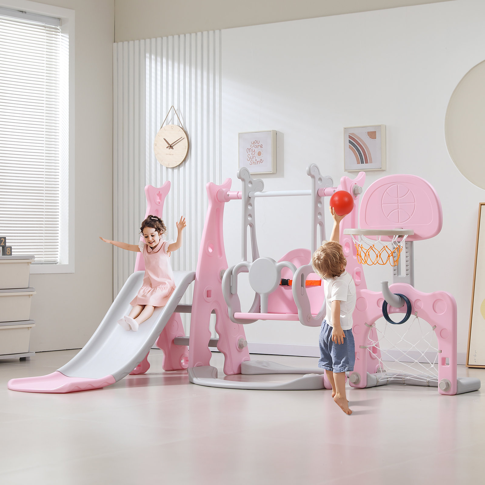 Feanch 69.3'' W Indoor and Outdoor Plastic Freestanding Slide & Reviews ...