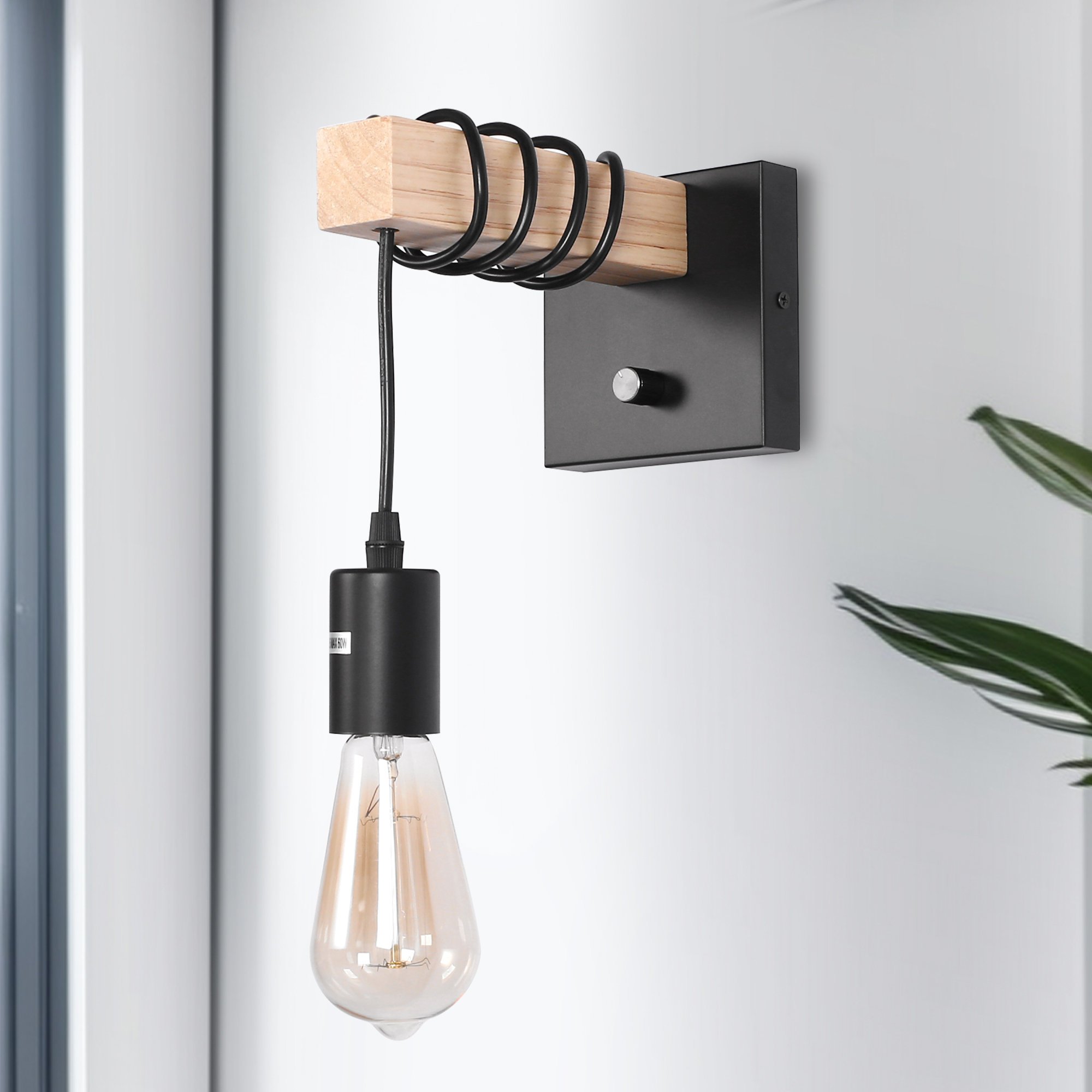 17 Stories Flemon 1-Light Industrial Farmhouse Dimmable Wall Lamp for ...