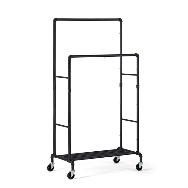 Rebrilliant Double Rack Industrial Loft Style Rolling Garment Rack ...