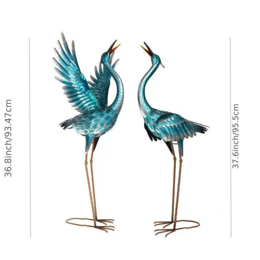 Arlmont & Co. Kalum Garden Crane Heron 2 Piece Statue Set | Wayfair