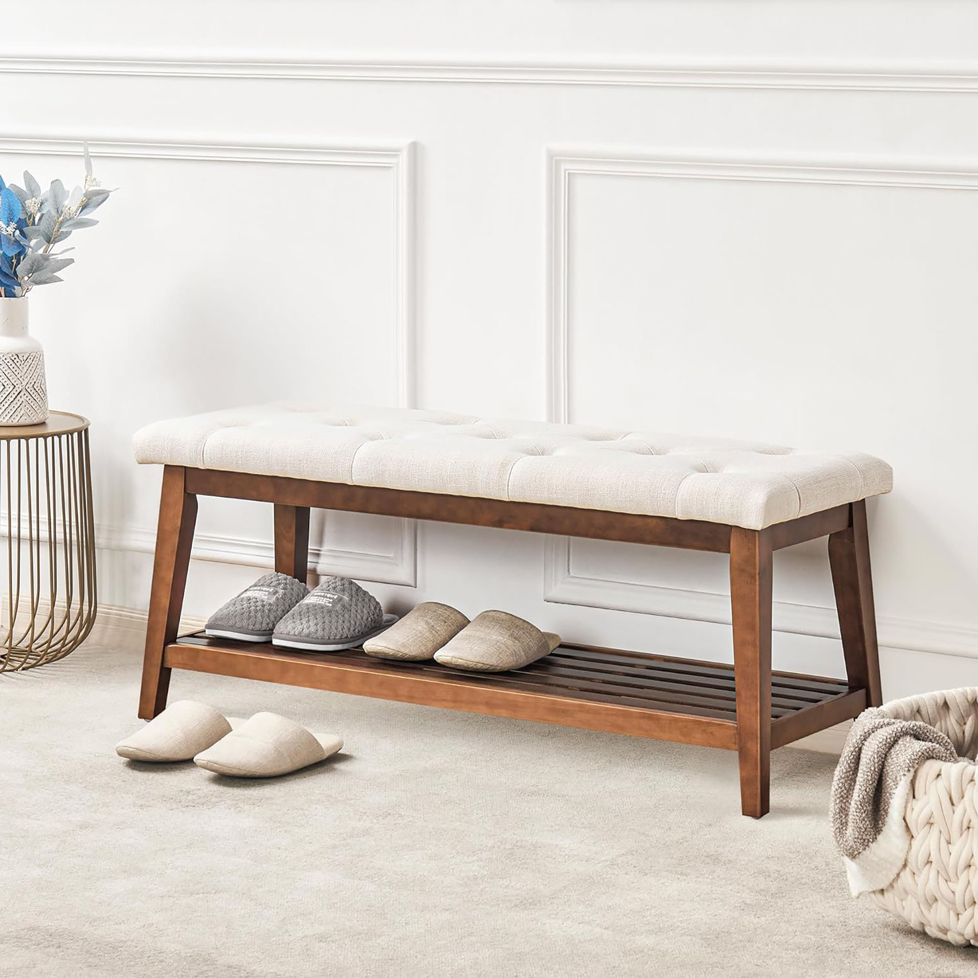 Corrigan Studio Pranaya Linen Upholstered Storage Bench | Wayfair