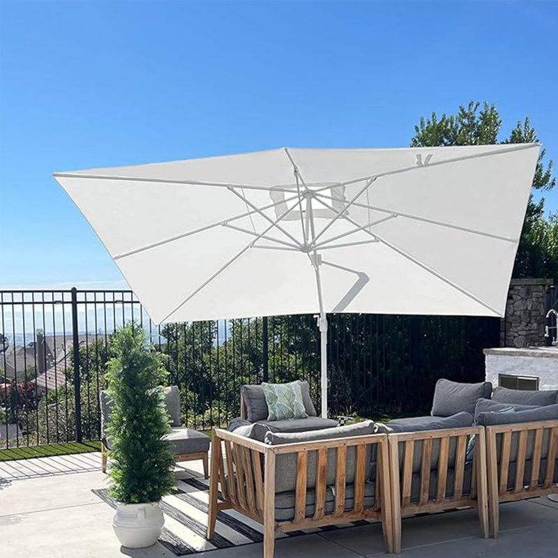 Arlmont & Co. Pole 96'' Square Offset Cantilever Umbrella with 360 ...