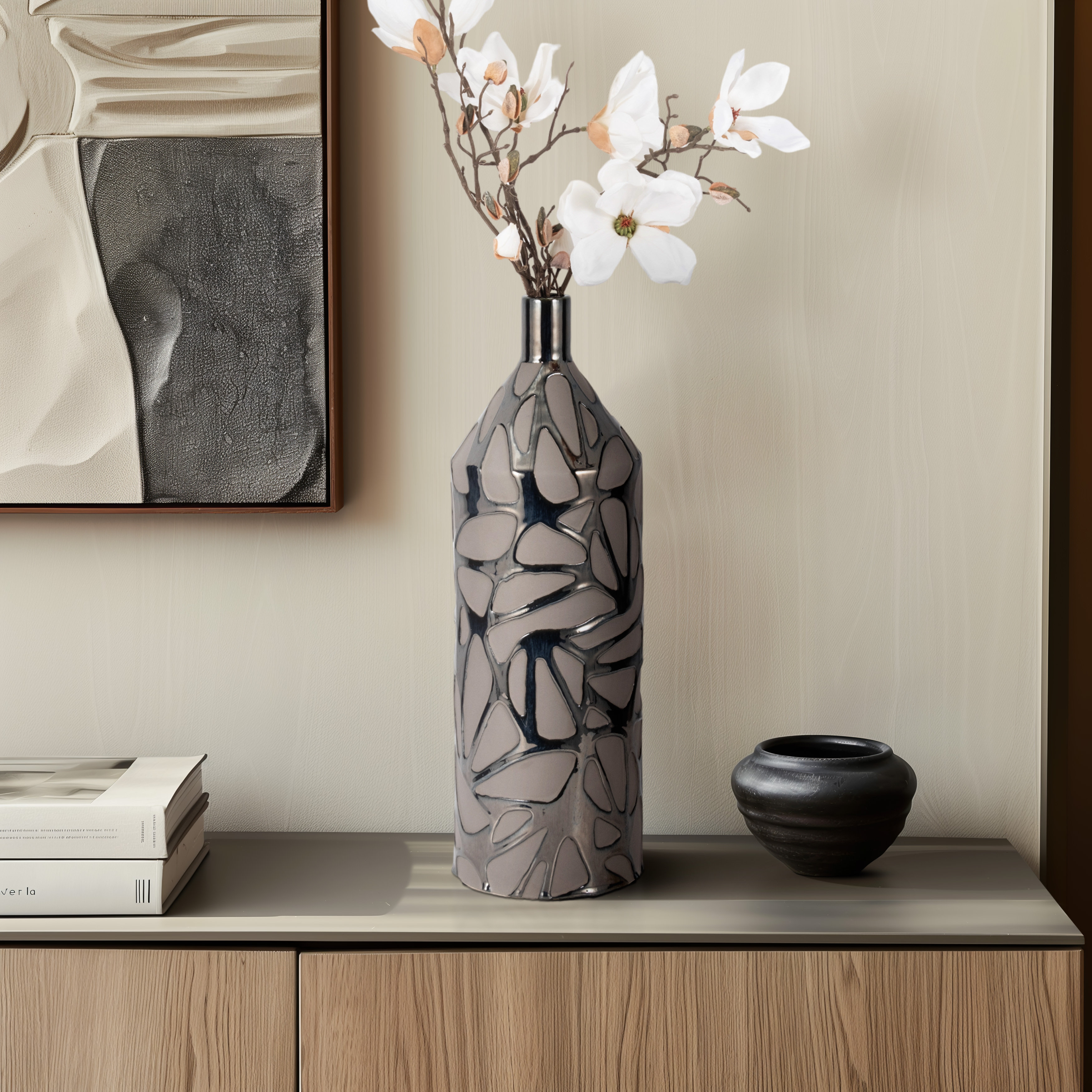 Ivy Bronx Decorative Ceramic Vase, Elegant Mosaic Design In Shimmering ...