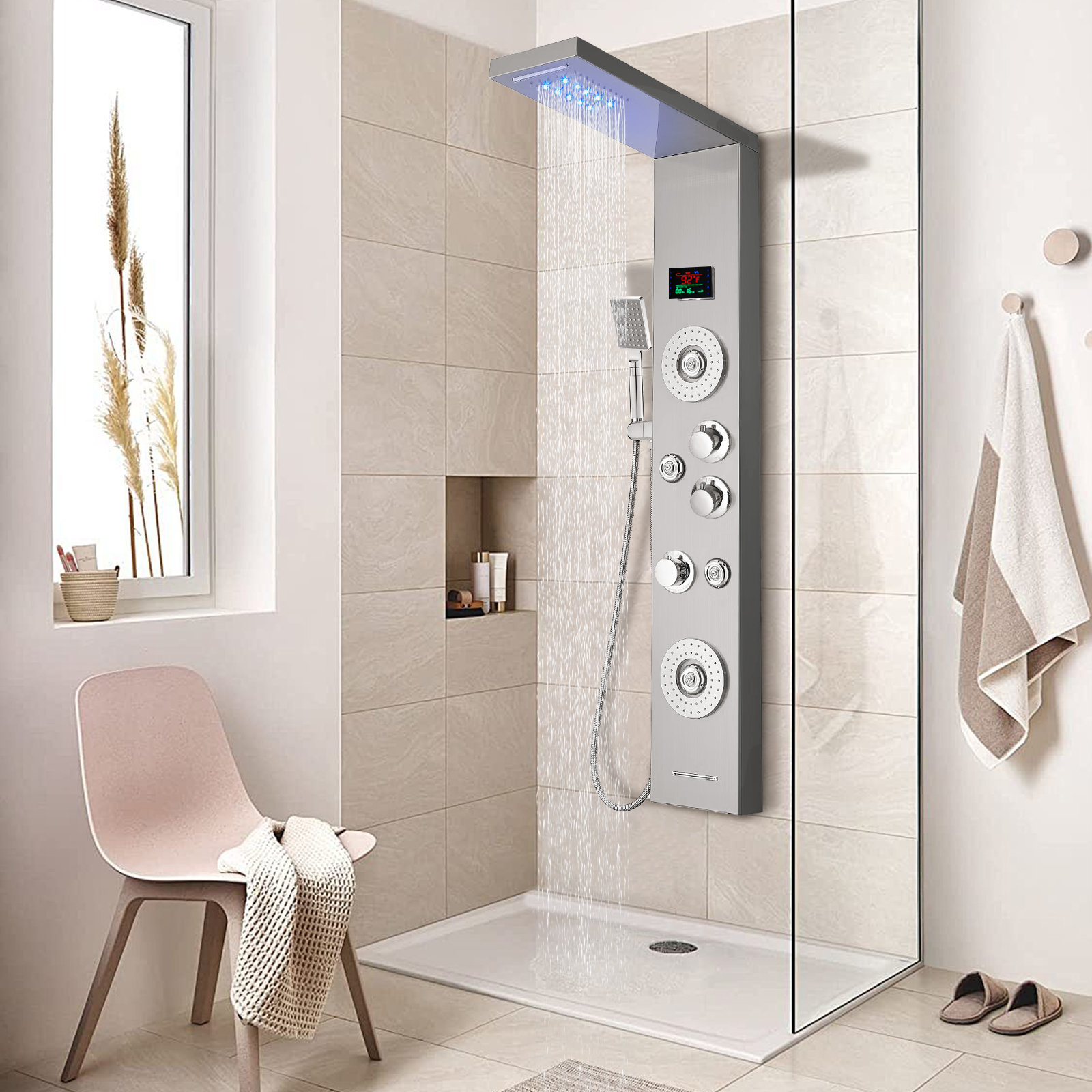 EHABLIX Rainfall Shower Panel System With Rainfall Waterfall Shower ...