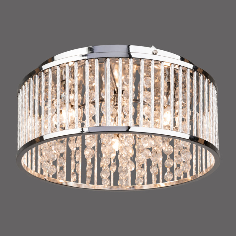 Rosdorf Park Chidester 3 -Light 35cm Chrome Crystal Flush Mount Ceiling ...