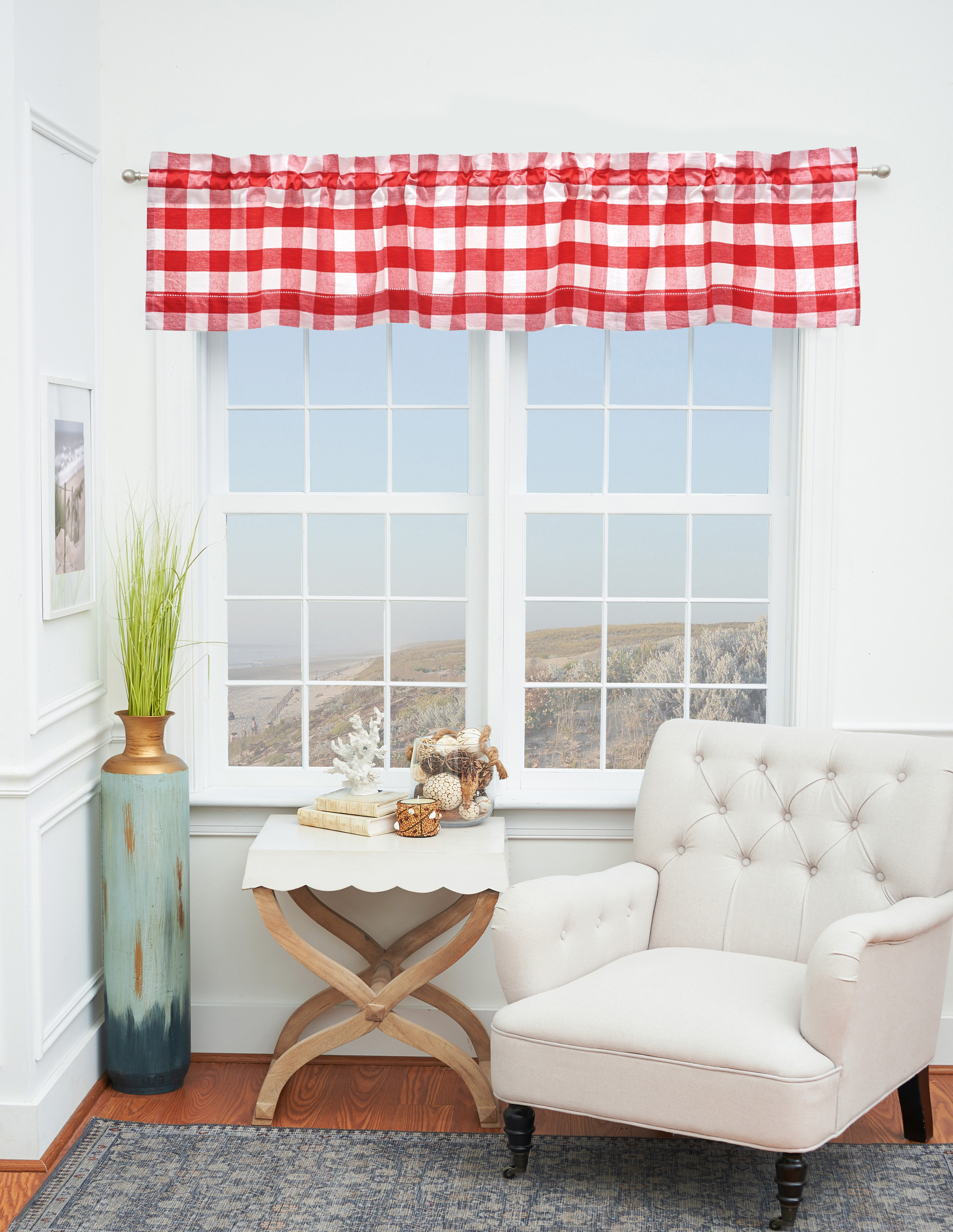 Gracie Oaks Bania Franklin Cornflower Cotton Valance Window Treatment ...
