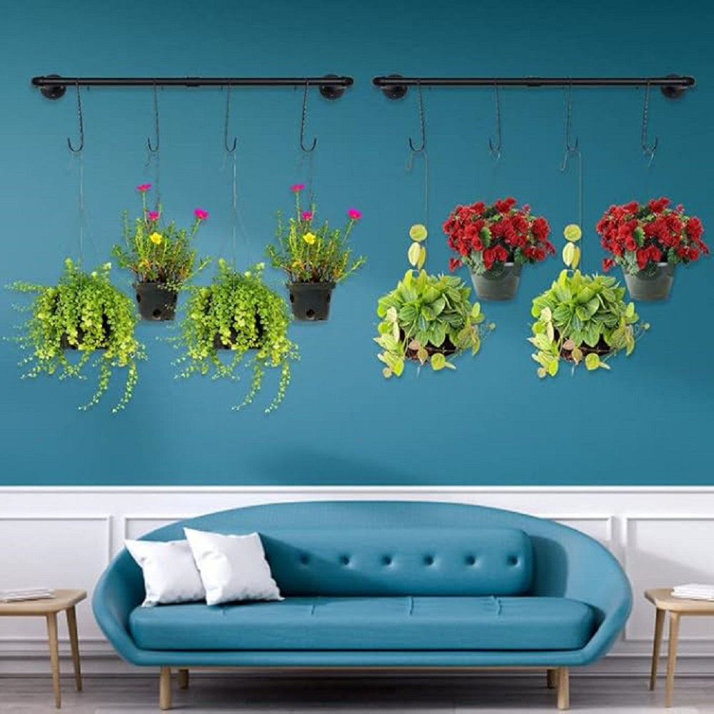 Trent Austin Design® 2 Sets Hanging Planter Bars With 4 Pcs Hooks White ...