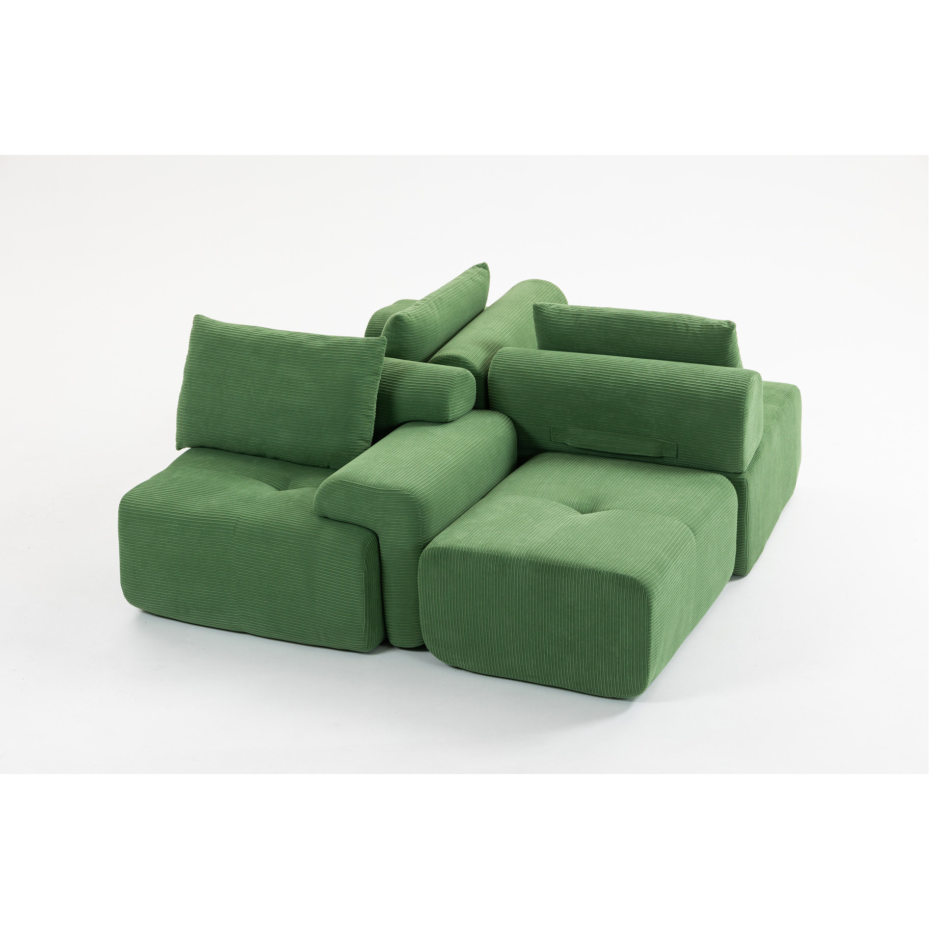 Latitude Run® 3 Corduroy Fabric Modular Couch With Memory Foam & Steel ...
