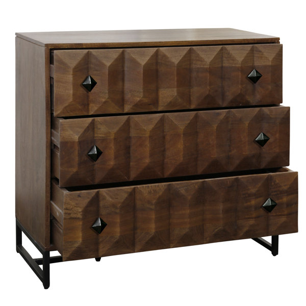 StyleCraft Home Pyramid Chest - Three Drawers - Solid Mango Wood ...