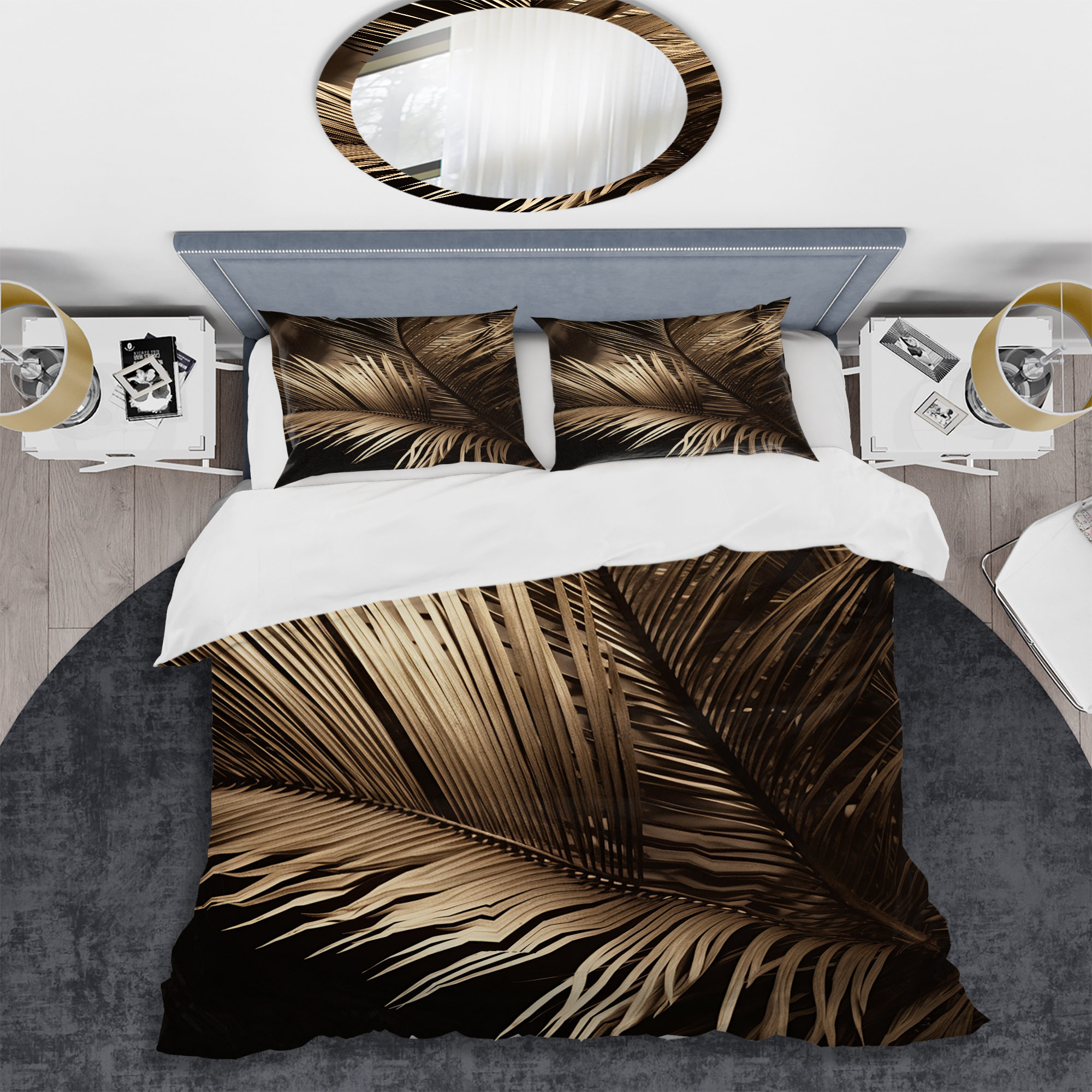 Design Art Sepia Serenity Palm Leaves I - Palms & Palm Trees Duvet ...