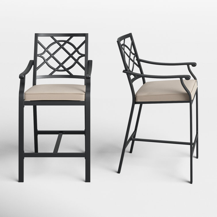 Lark Manor Airic Powder Coated Steel Outdoor 27'' Counter Stool with ...