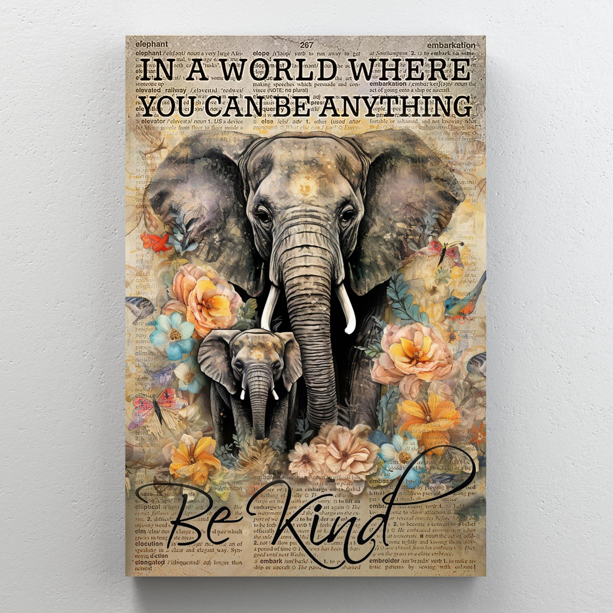 Trinx Elephant Be Kind 3 - 1 Piece Rectangle Graphic Art Print On ...