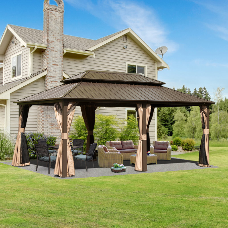 domi outdoor living 18 Ft. W x 12 Ft. W Galvanized Steel Patio Gazebo ...