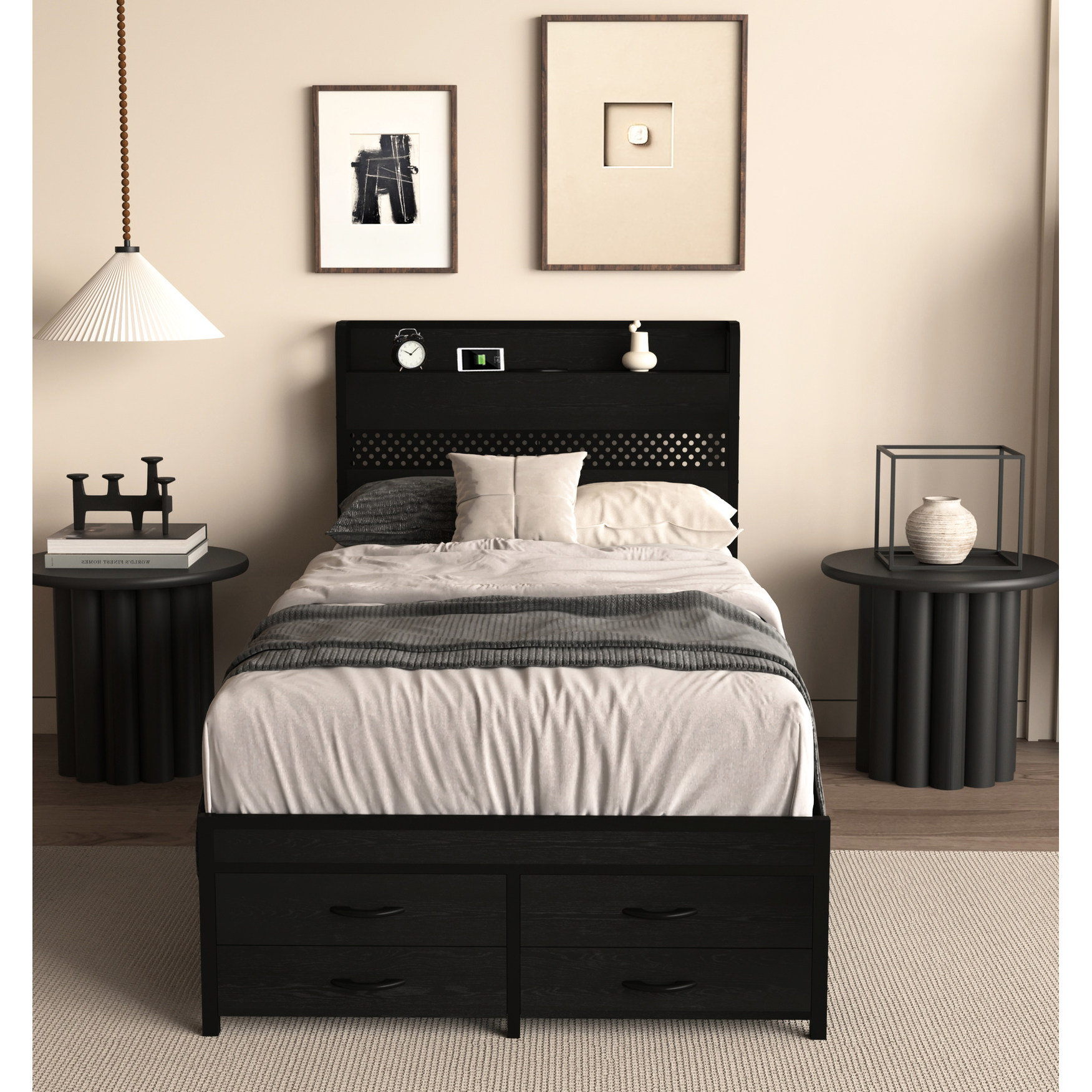 Wrought Studio™ Twin Bed Frame With Storage And Metal - Improve Bedroom ...