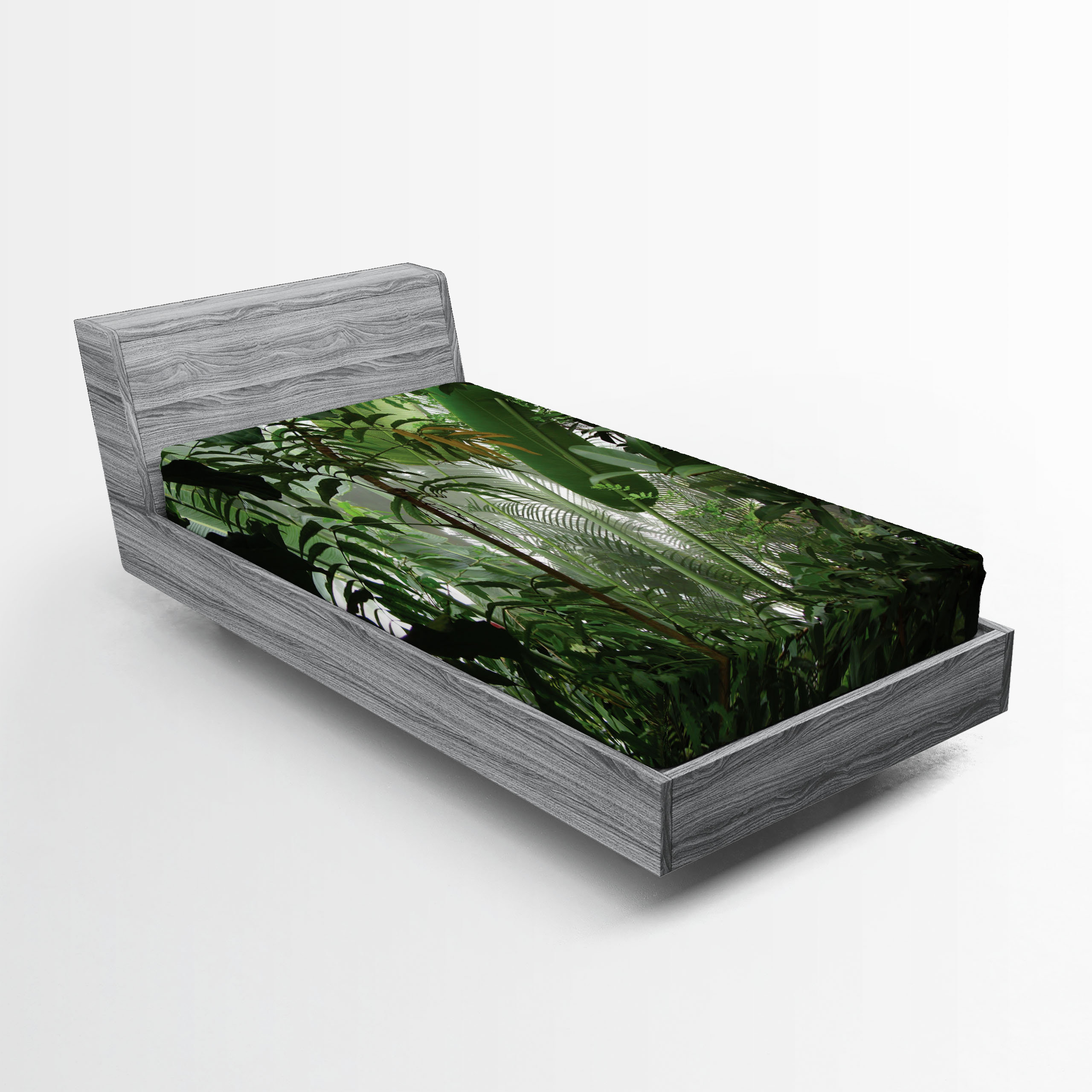 Ambesonne Green Fitted Sheet 2-Pack Tropical Rainforest Wild Green | Wayfair