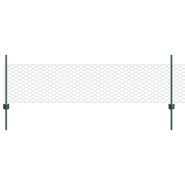 Ivy BronxFence Posts 11 Pcs U-Channel Green 60 Cm Steel,Hexagon Fence ...