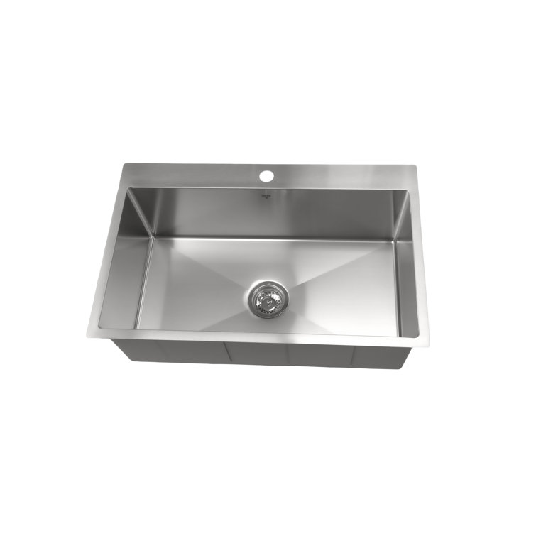 Onex 30.98'' L Drop-In Single Bowl Stainless Steel Kitchen Sink ...