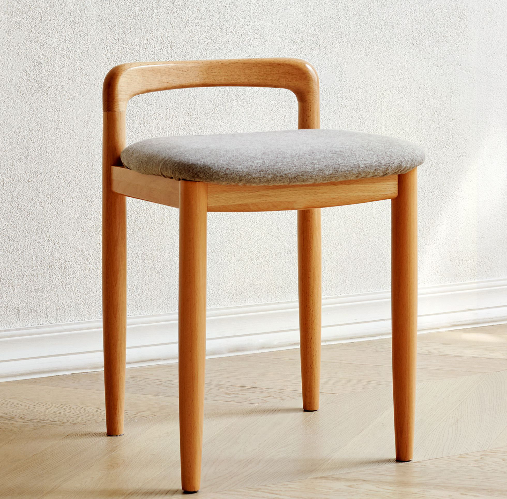 George Oliver Jazzmond Natural Beech Wood Make-up Stool Bed Bench With ...