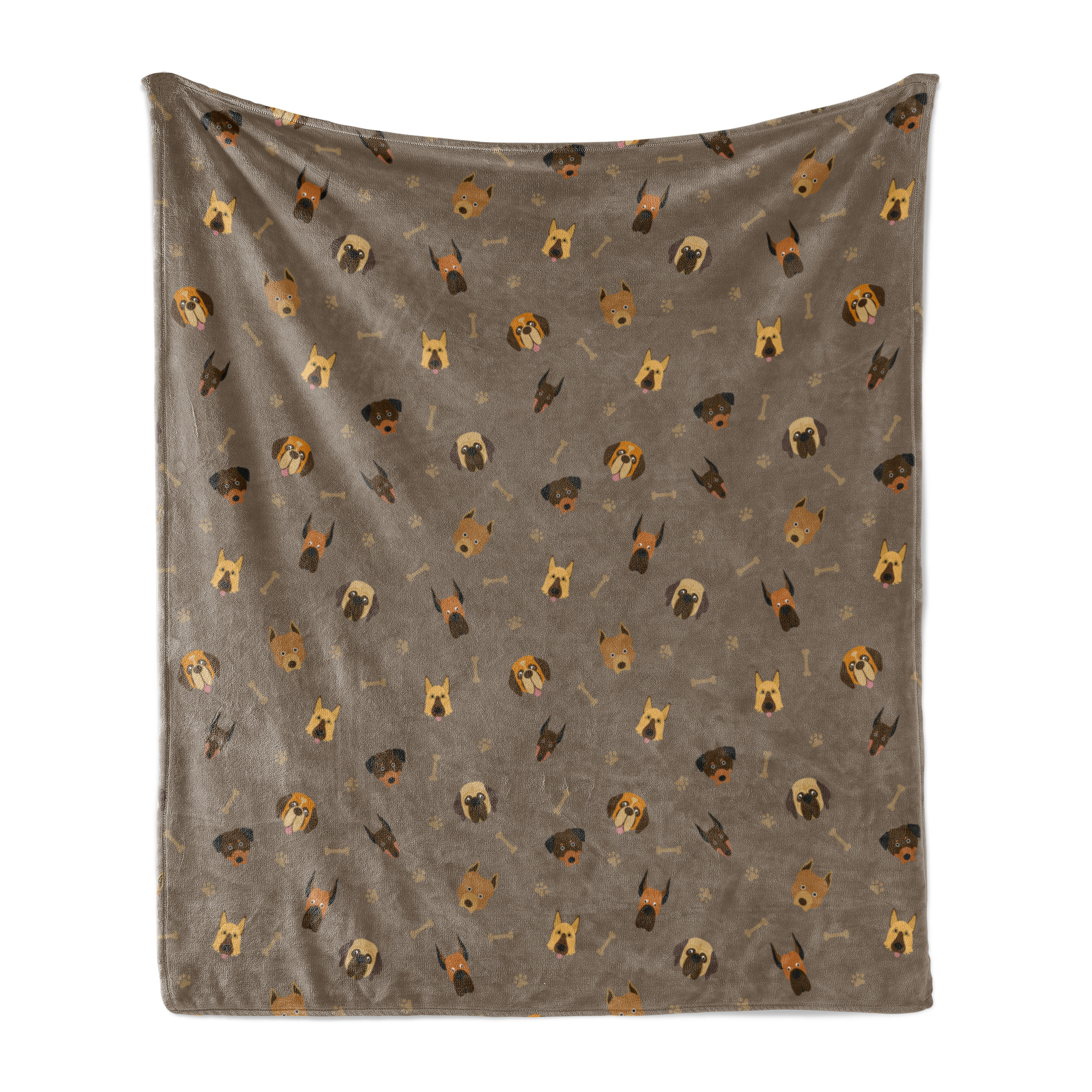 Ambesonne Dog Lover Fleece Throw Blanket Heads Paw Print and Bones Multicolor | Wayfair