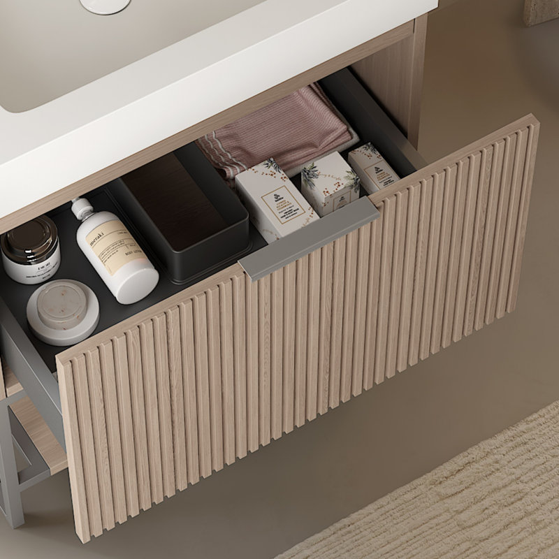 Latitude Run® Modern Bathroom Vanity with Open Divider | Wayfair