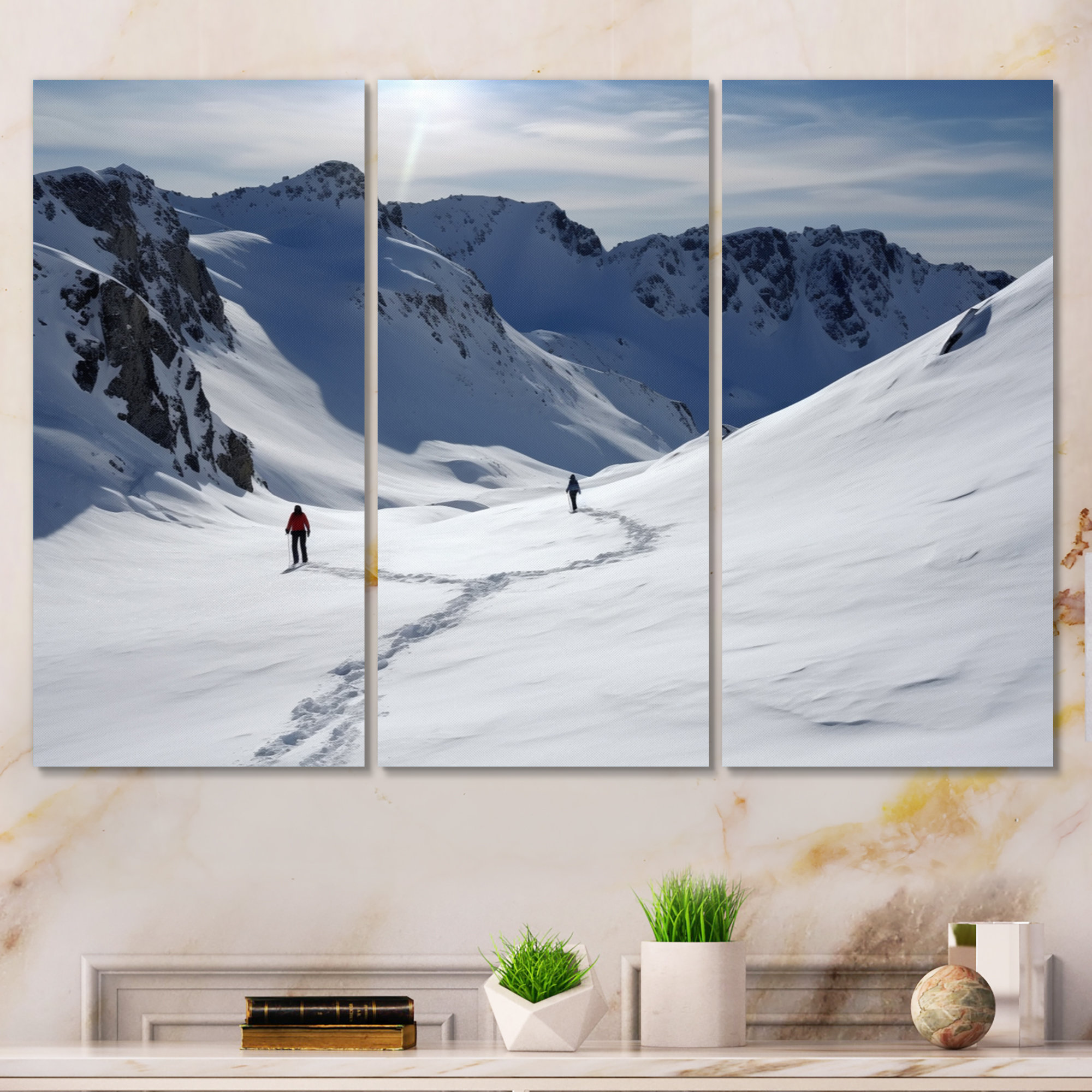 Design Art Winter Mountain Top IV - Snow Metal Wall Art Set | Wayfair