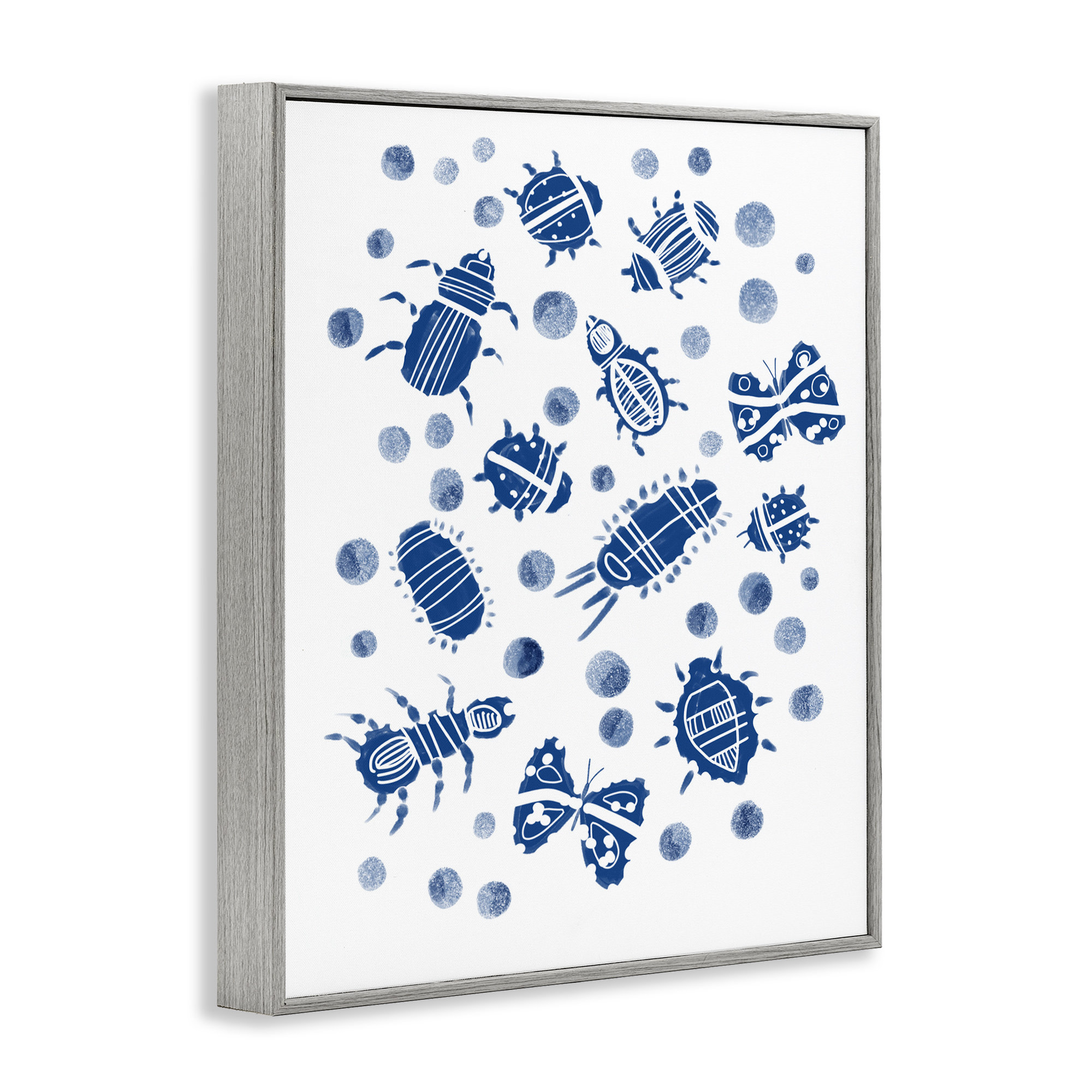 Ophelia & Co. Indigo Bugs & Dots Framed Giclee, design by Connie ...