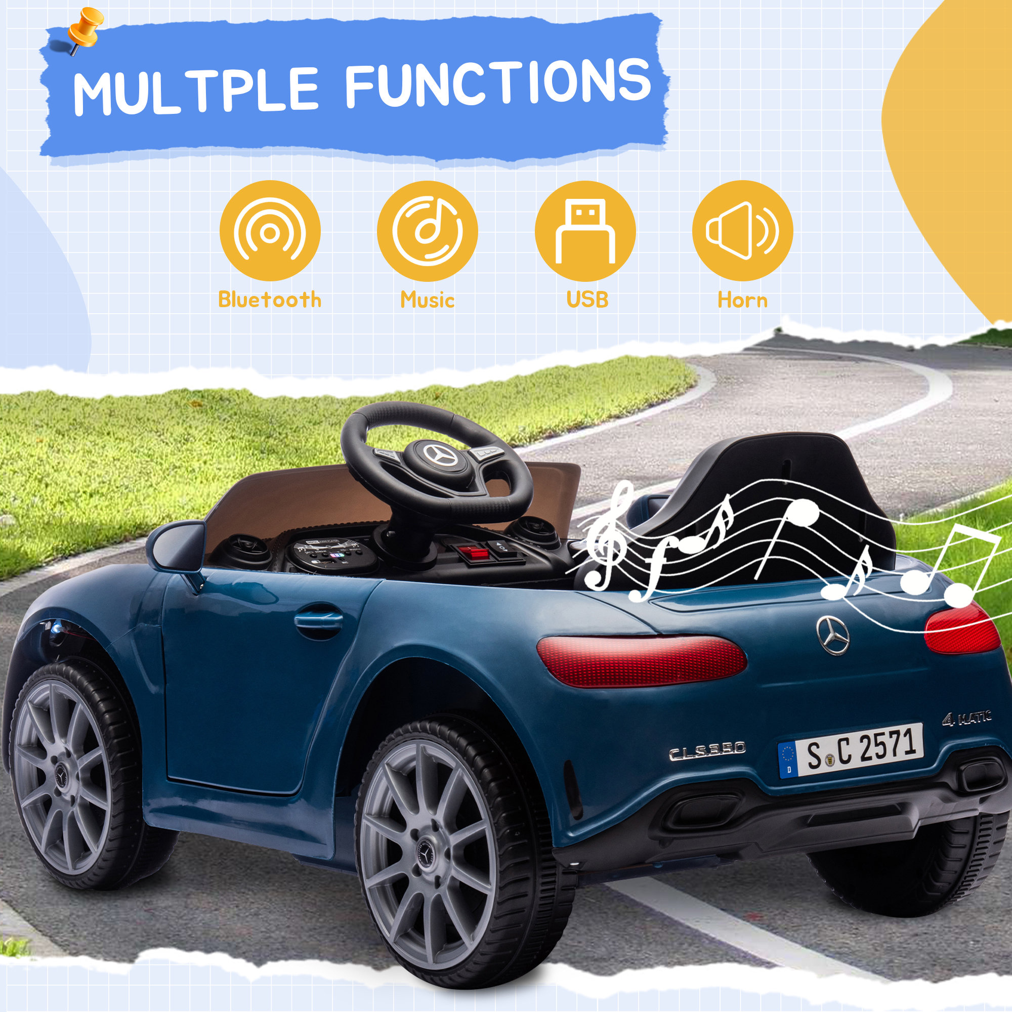 SUSIELADY 12V Kids Electric Ride On Car Licensed Mercedes-Benz CLS 350 ...