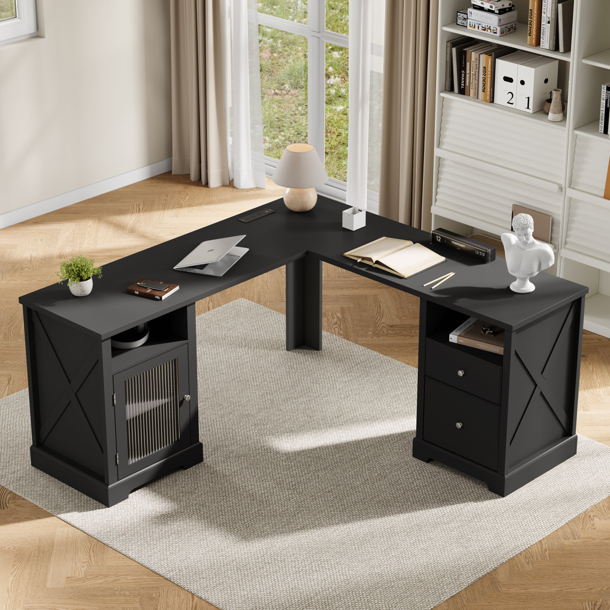 August Grove® 55.1" L-Shaped Writing Desk & Reviews | Wayfair