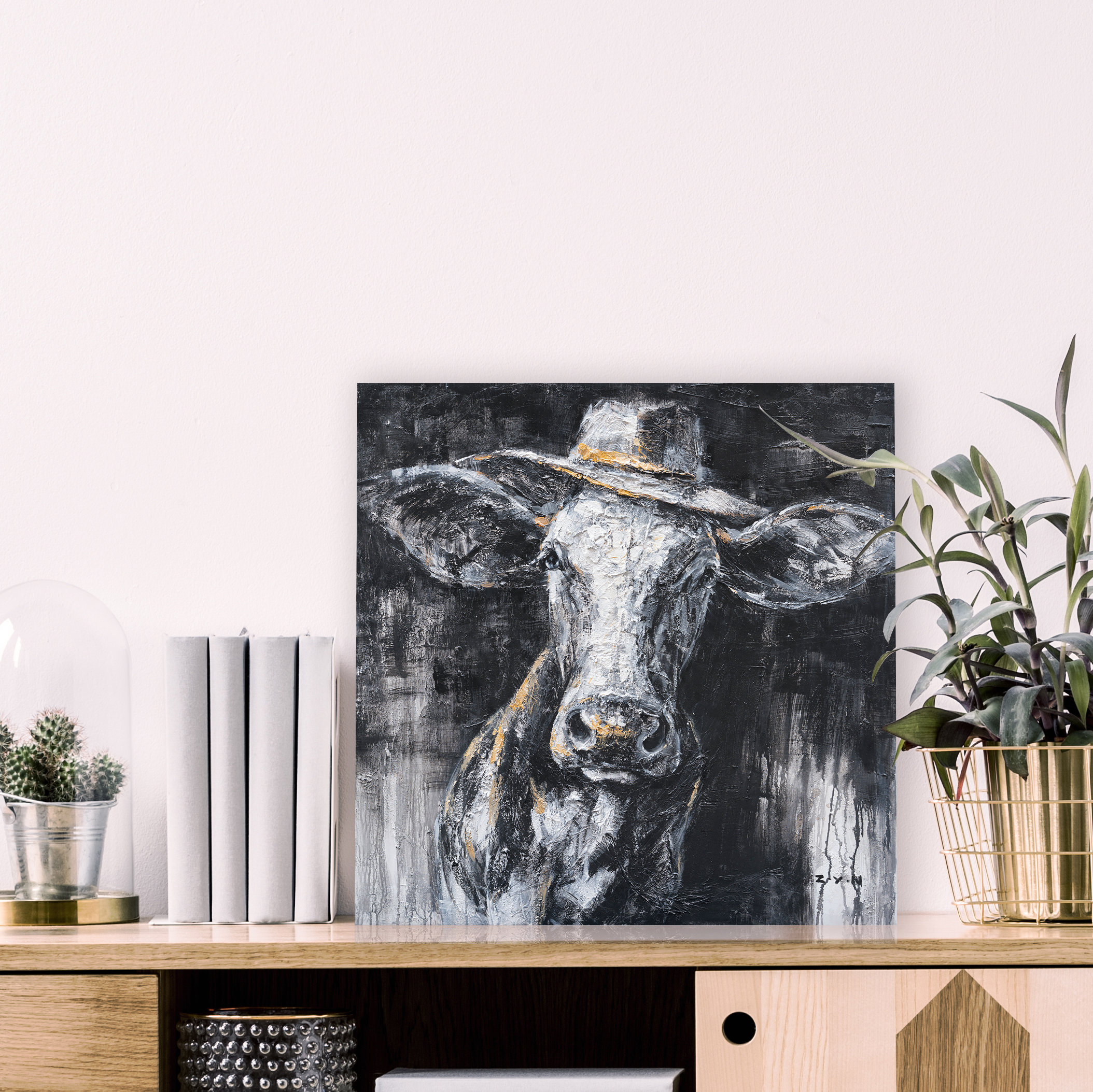 Gracie Oaks Earl Ox - Wrapped Canvas Painting | Wayfair