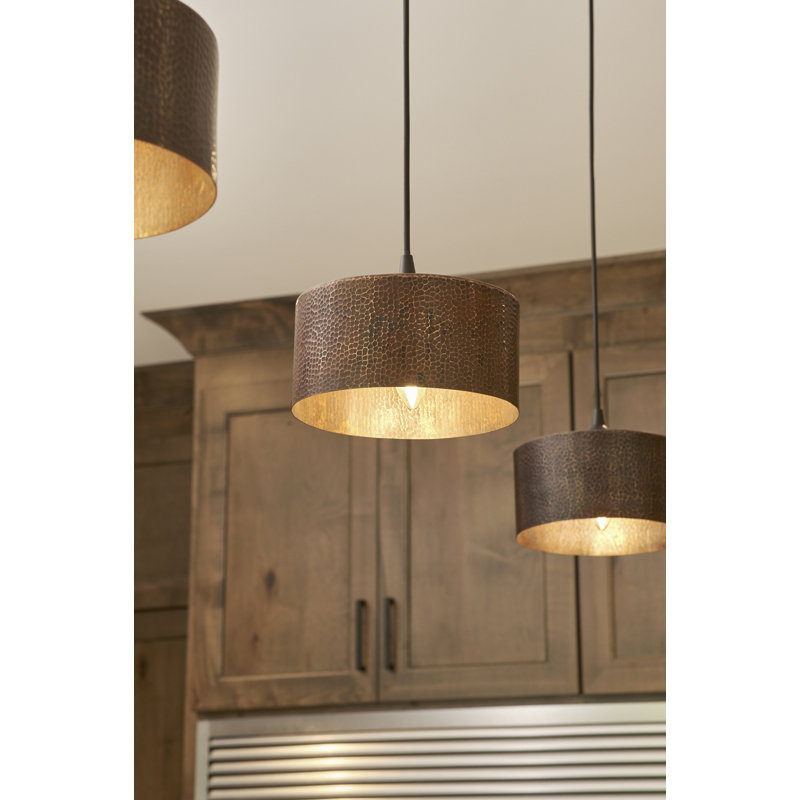 Premier Copper Products Hand Hammered Copper 8" Round Cylinder Pendant ...