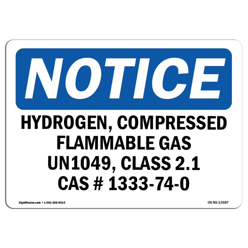SignMission Hydrogen Compressed Flammable Gas un 1049 Sign | Wayfair