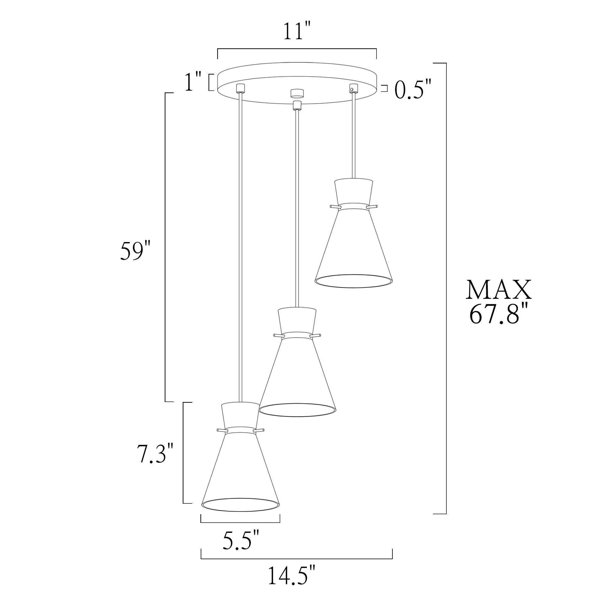 Mercer41 Layni 3 - Light Cluster Cone Pendant | Wayfair