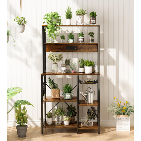 17 Stories Jantz 35.4'' Standard Baker's Rack with Microwave ...